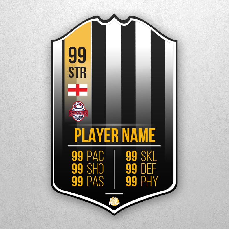 Personalised Black & White Stripe Football Card – Kids Merch