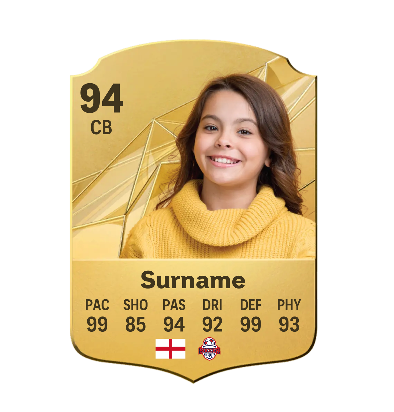 Personalised FC25 GOLD Football Card – Kids Merch